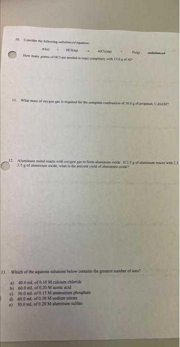 Solved 1.5 g of alum inum unide, what is the pecint yield of | Chegg.com