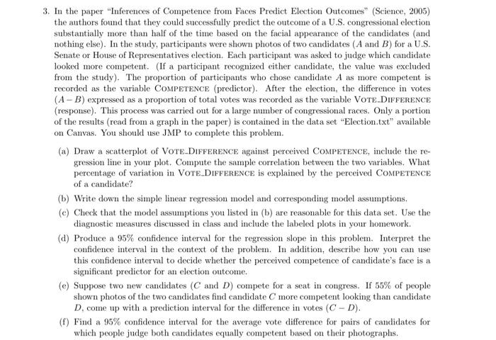 Solved 3. In the paper "Inferences of Competence from Faces | Chegg.com