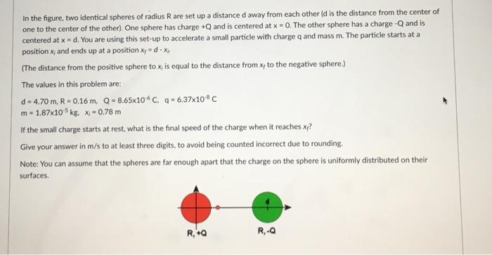 Solved In the figure, two identical spheres of radius R are | Chegg.com