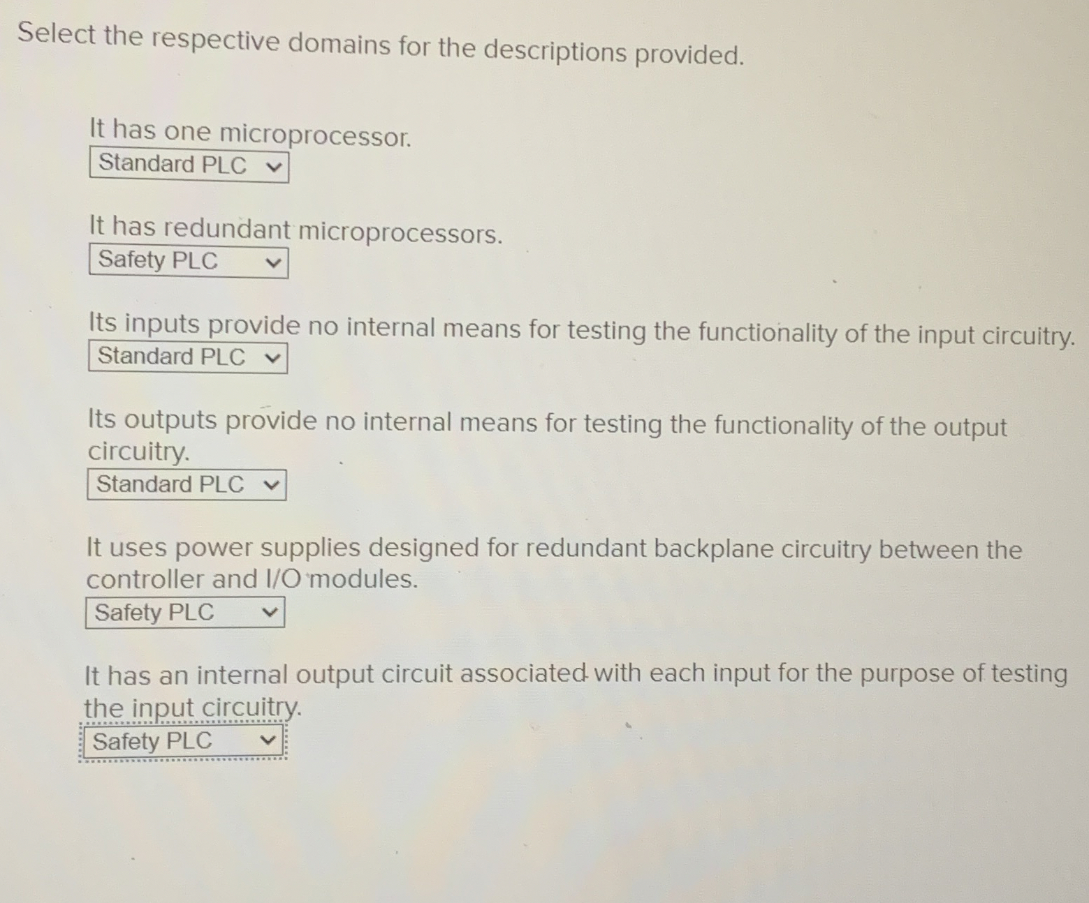 Solved Select the respective domains for the descriptions | Chegg.com