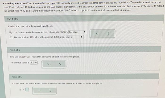 Solved Extending the School Year A researcher surveyed 100 | Chegg.com
