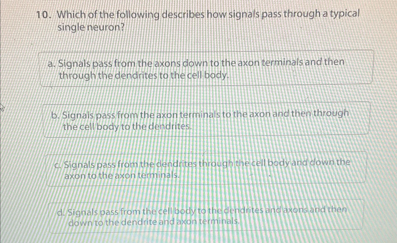Solved Which of the following describes how signals pass | Chegg.com