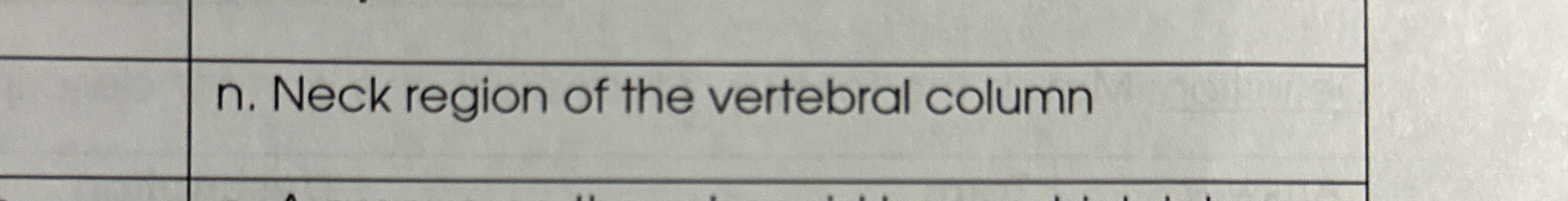 Solved n. ﻿Neck region of the vertebral column | Chegg.com