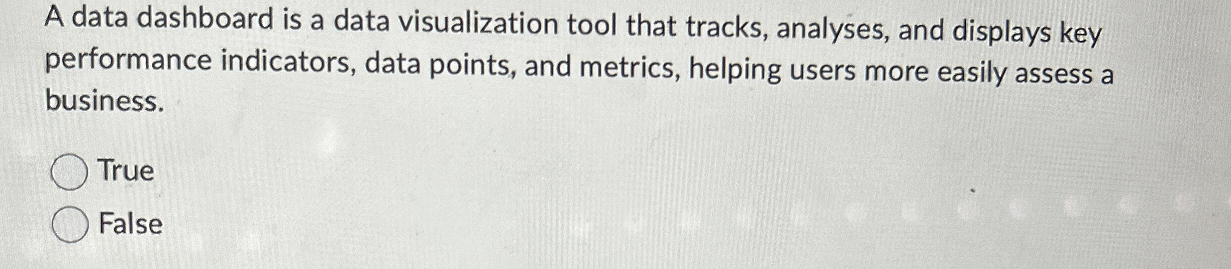 Solved A data dashboard is a data visualization tool that | Chegg.com