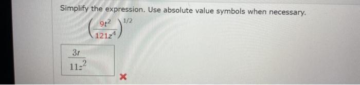 Solved Simplify the expression, using absolute value symbols | Chegg.com