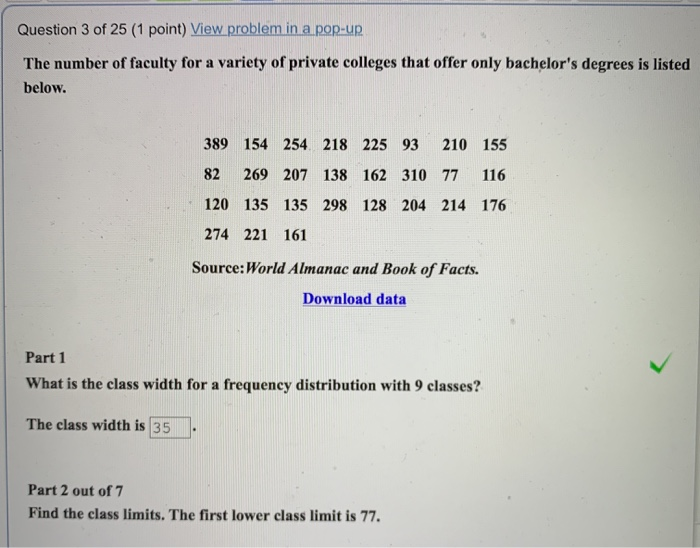 Solved Question 3 of 25 (1 point) View problem in a pop-up | Chegg.com