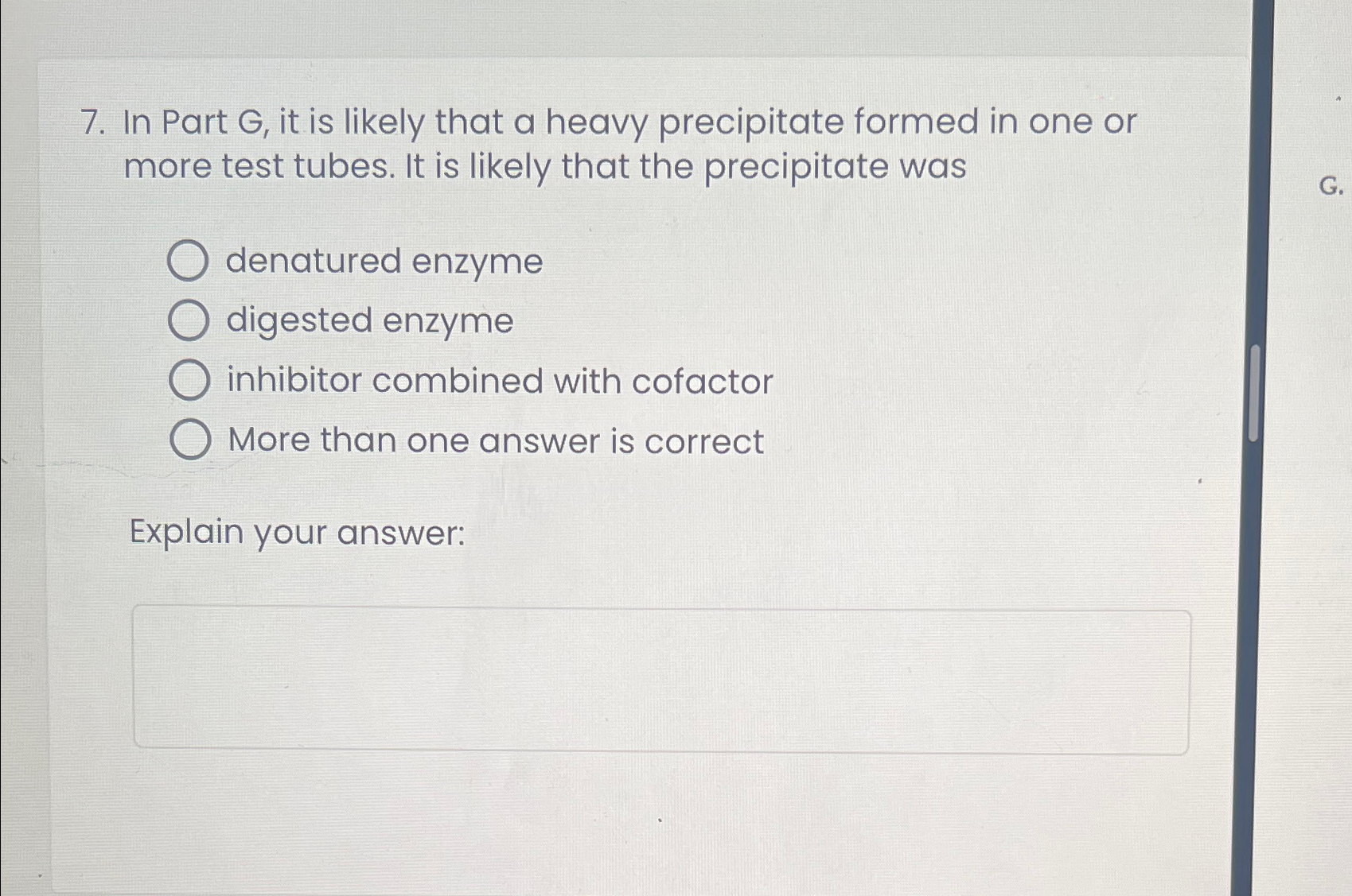 Solved In Part G, ﻿it is likely that a heavy precipitate | Chegg.com