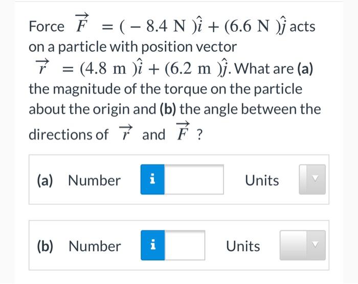 Solved Force F = (-8.4 N)i + (6.6 N)j acts on a particle | Chegg.com