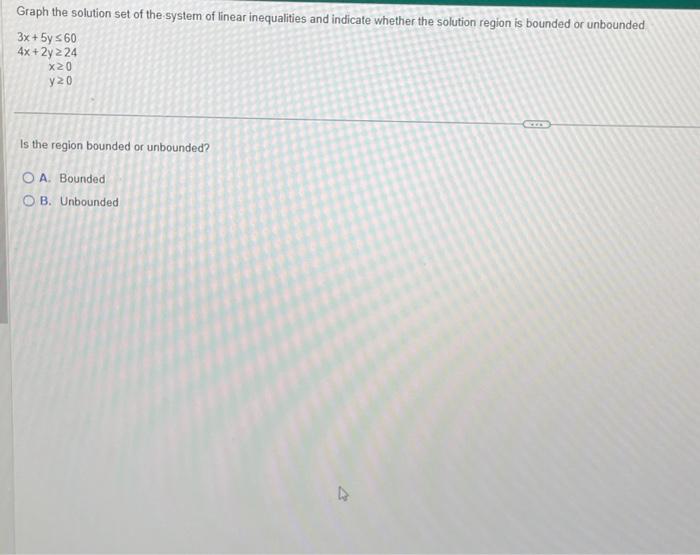 Solved Graph the solution set of the system of linear | Chegg.com