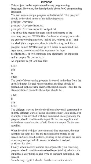 Solved This project can be implemented in any programming | Chegg.com