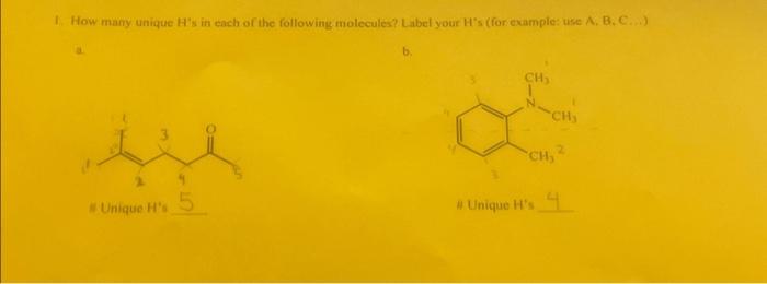 Solved 1. How many unique H's in each of the following | Chegg.com Solved 1. How many unique H's in each of the following | Chegg.com
