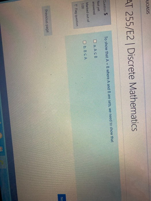 Solved T 255/E2 Discrete Mathematics tion 3 If a set has 4 | Chegg.com