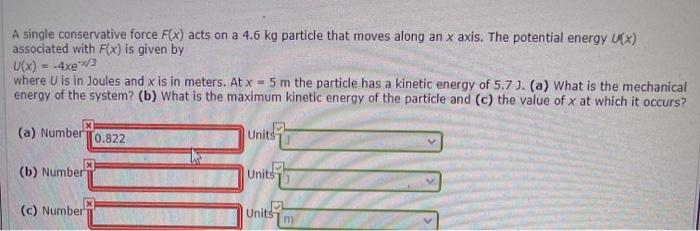 Solved A single conservative force F(x) acts on a 4.6 kg | Chegg.com