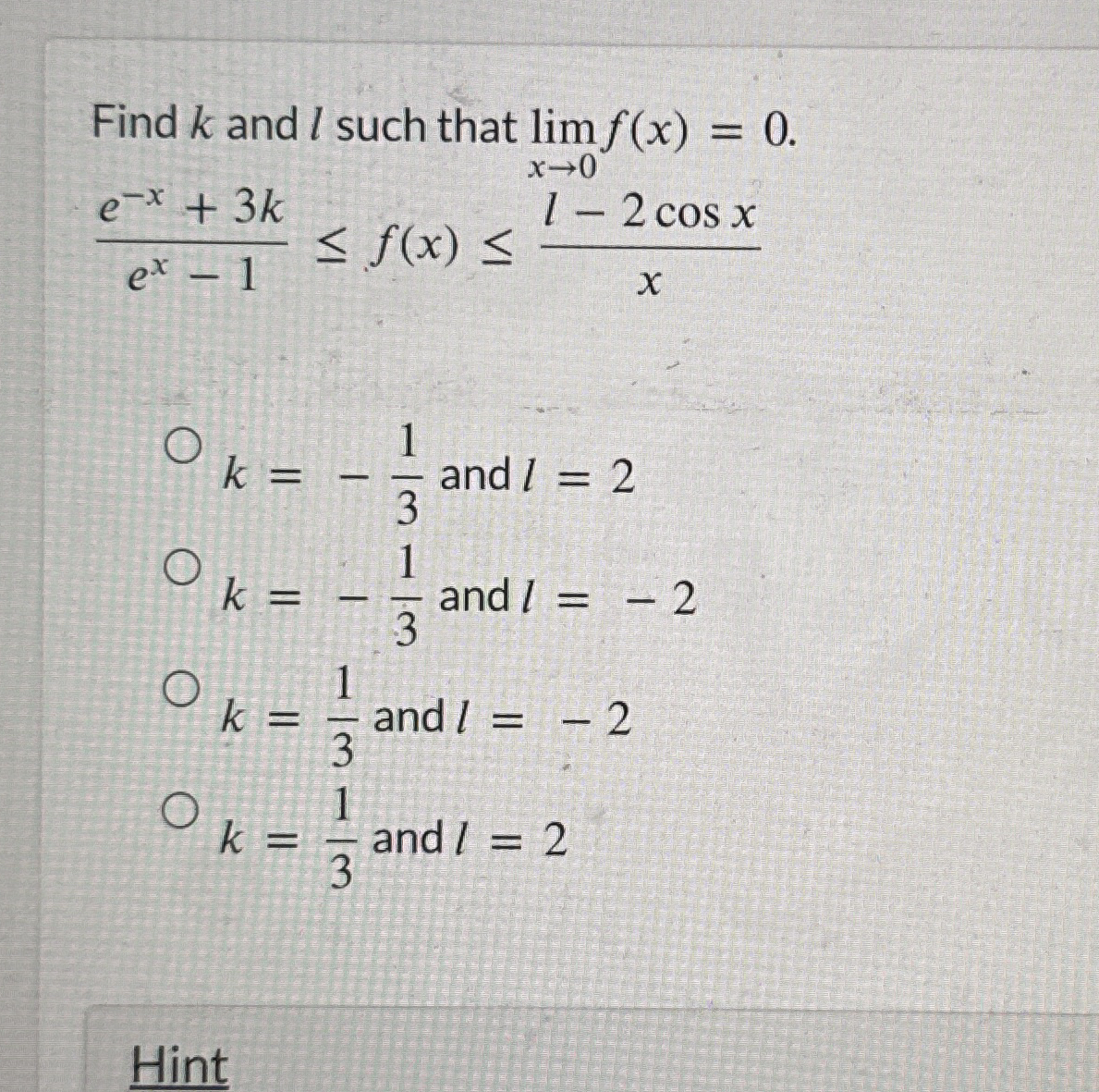 Solved Find k ﻿and l ﻿such that | Chegg.com