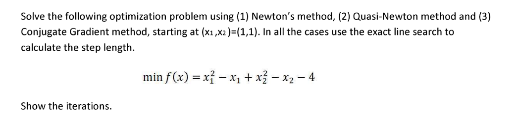 Solve the following optimization problem using (1) | Chegg.com