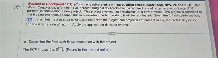 Solved (Related to Checkpoint 12.1) (Comprehensive problem - | Chegg.com