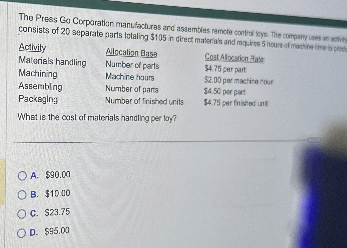 Solved The Press Go Corporation manufactures and assembles | Chegg.com