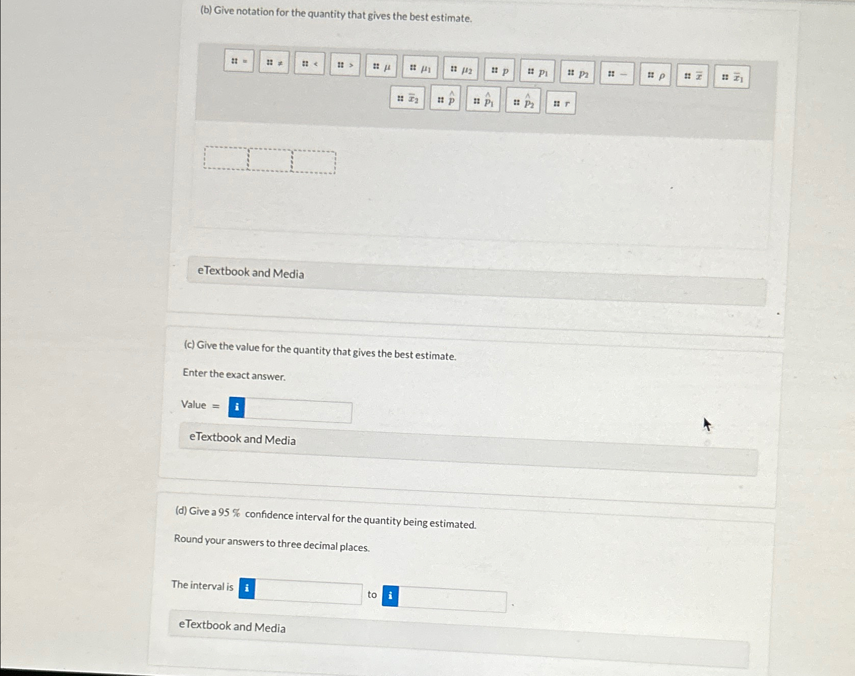 (b) ﻿Give notation for the quantity that gives the | Chegg.com