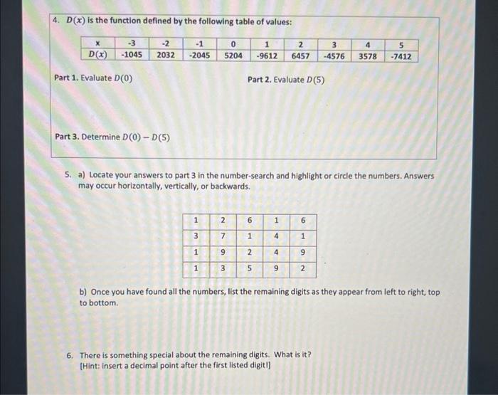 Solved Finding a Special Pattern with Functions For #1−4, | Chegg.com