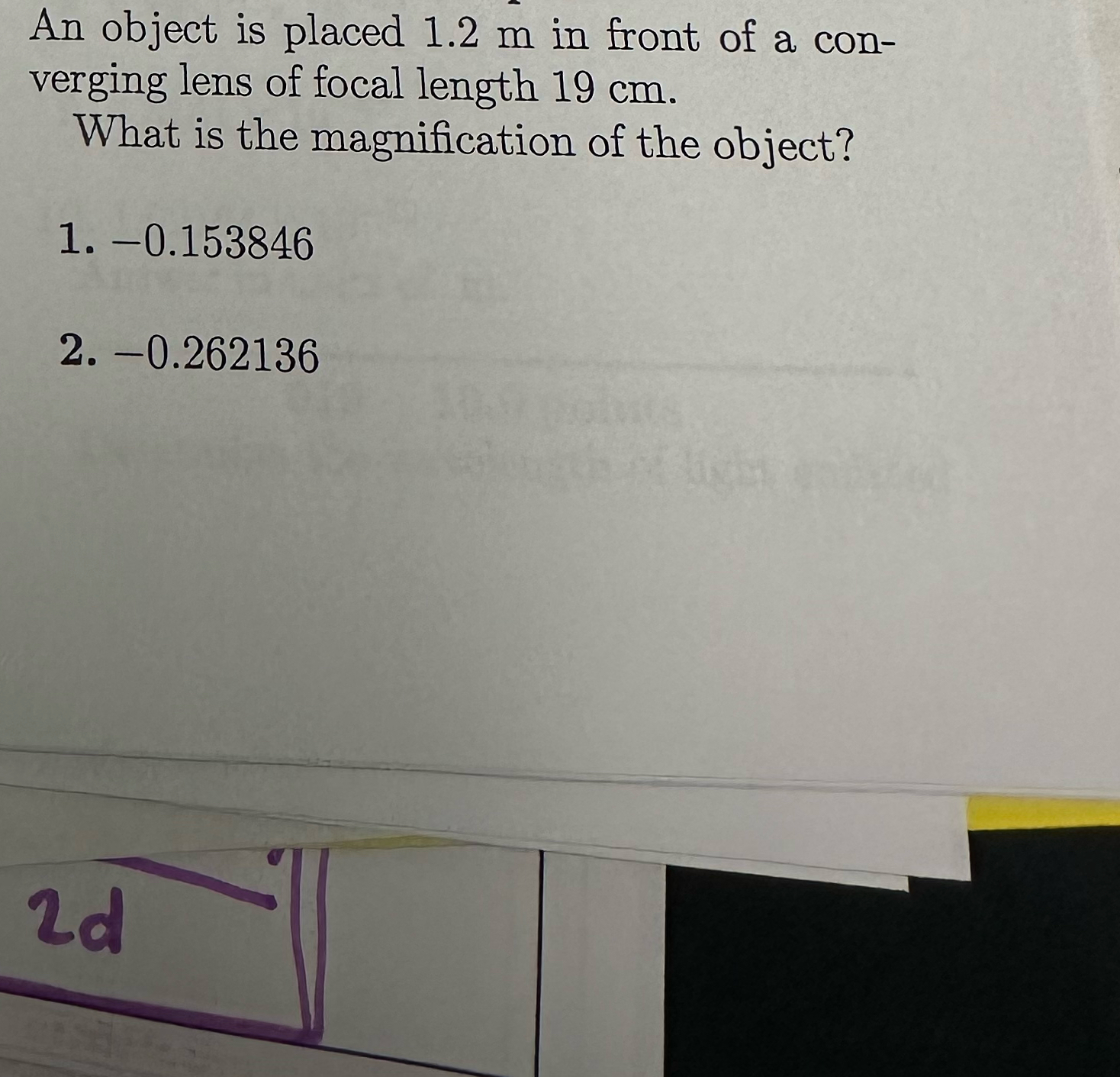 Solved An object is placed 1.2m ﻿in front of a converging | Chegg.com