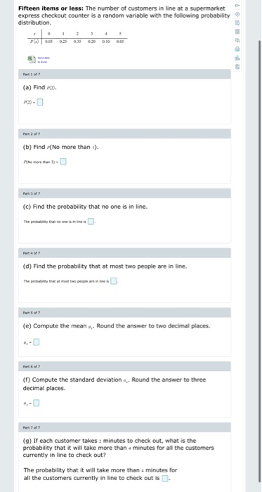 Solved Fifteen items or less: The number of customers in | Chegg.com