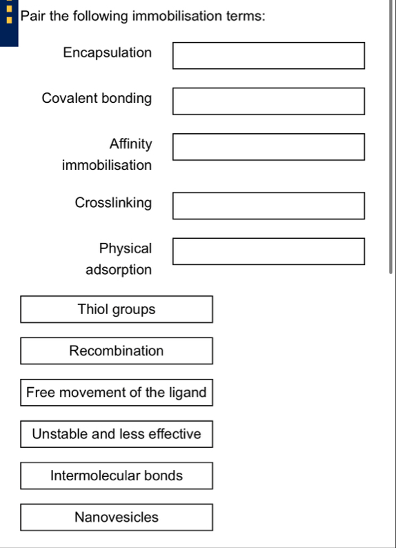 Solved Pair the following immobilisation | Chegg.com