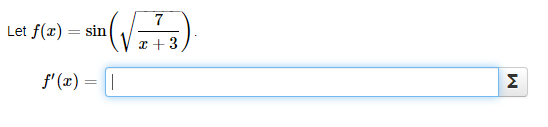 Solved Let f(x)=sin(7x+32).f'(x)= | Chegg.com