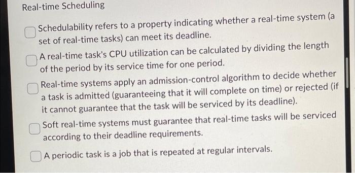 Solved Real Time Scheduling Schedulability Refers To A 6494