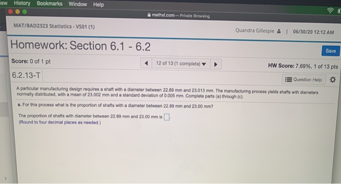 Solved iew History Bookmarks Window Help mathal.com-Private | Chegg.com