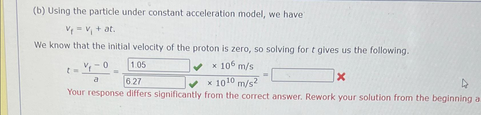 Solved (b) Using the particle under constant acceleration | Chegg.com