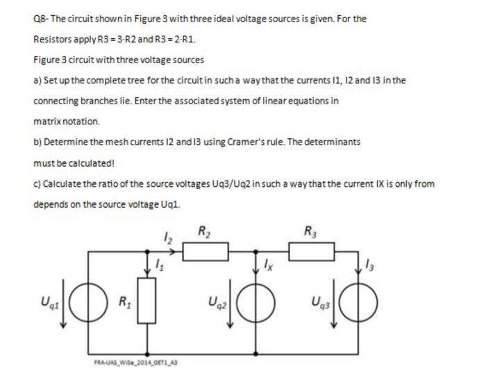 Solved Q8- The circuit shown in Figure 3 with three ideal | Chegg.com
