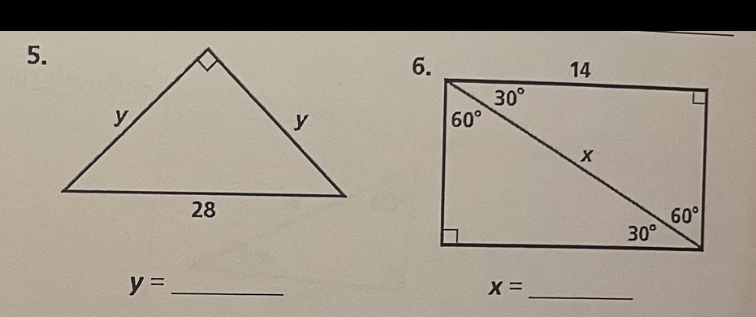 Solved Special Right TrianglesFind the value of each | Chegg.com