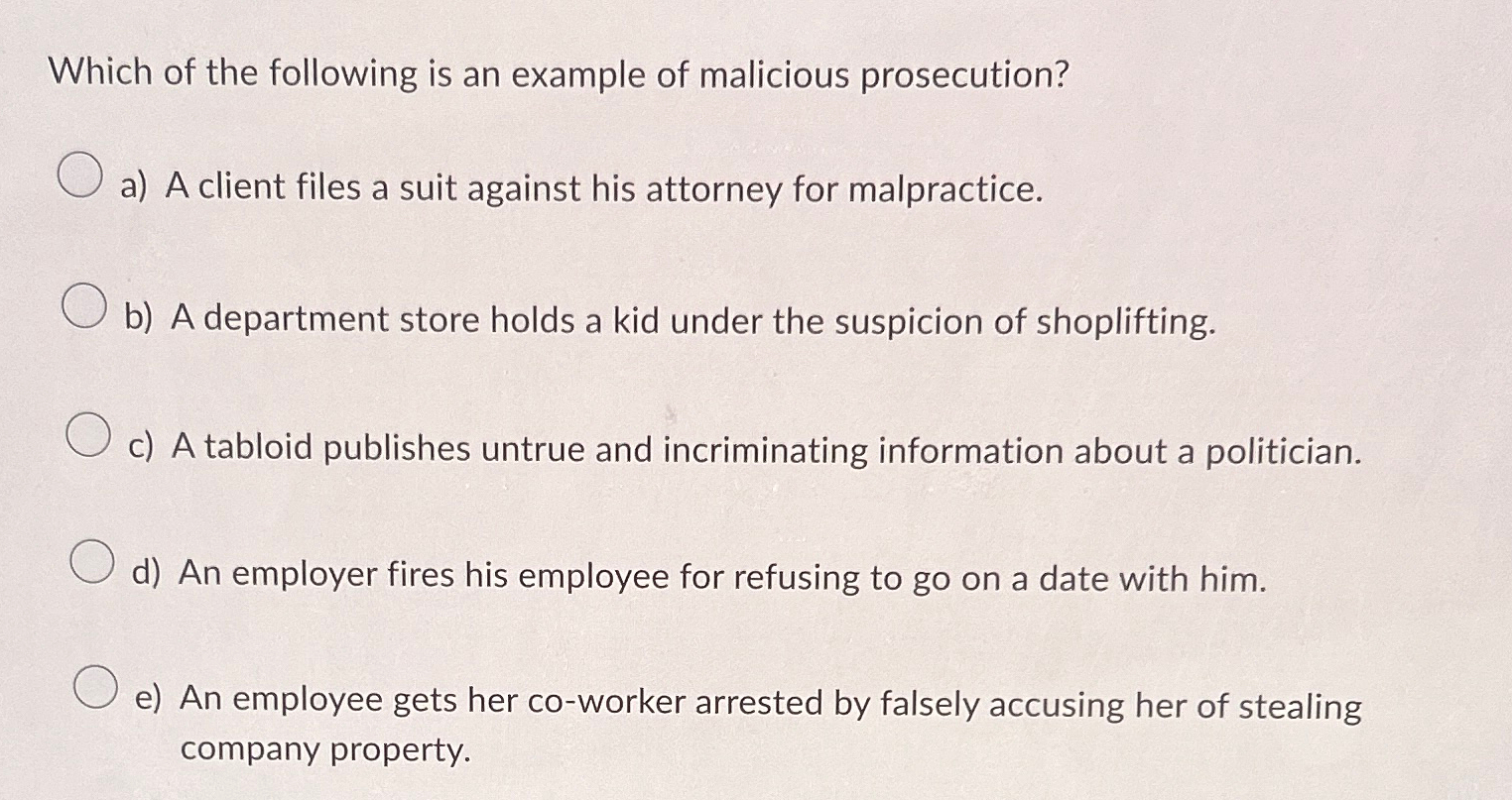 Solved Which of the following is an example of malicious | Chegg.com