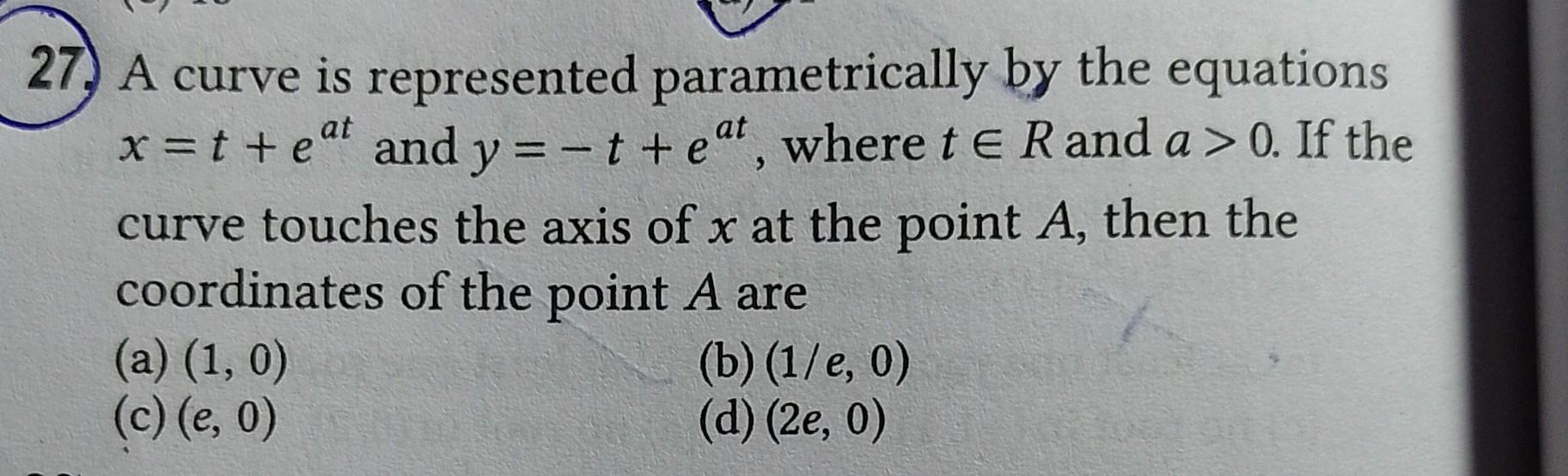 Solved 7. A curve is represented parametrically by the | Chegg.com