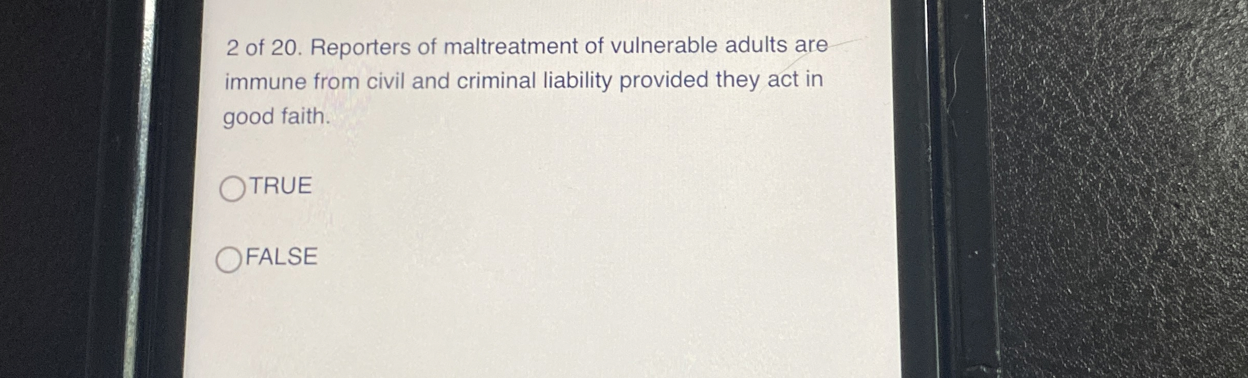 Solved 2 ﻿of 20 . ﻿Reporters of maltreatment of vulnerable | Chegg.com
