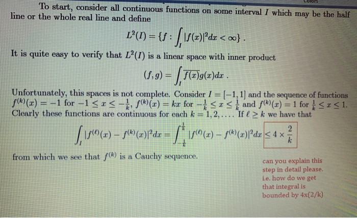 Solved To start, consider all continuous functions on some | Chegg.com