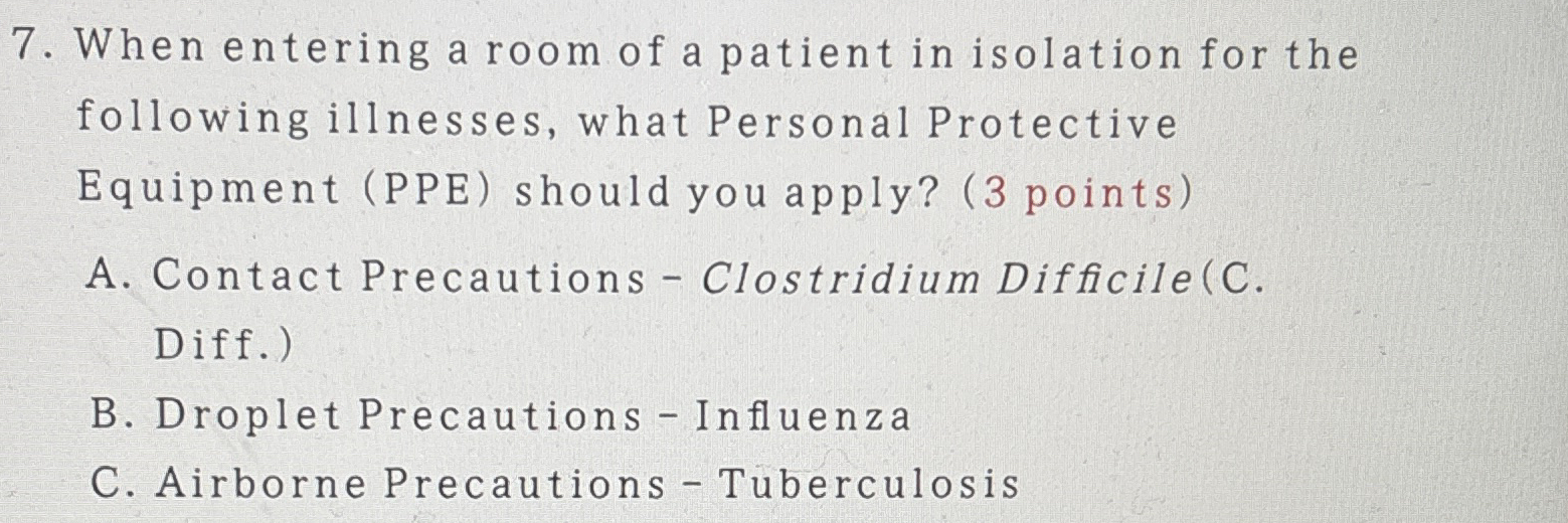 Solved When entering a room of a patient in isolation for | Chegg.com