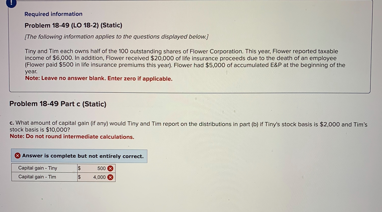 Solved Required informationProblem 18-49 (LO | Chegg.com