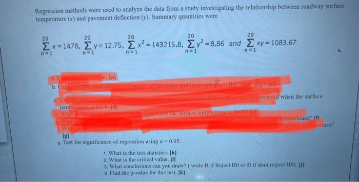 Solved Regression methods were used to analyze the data from | Chegg.com