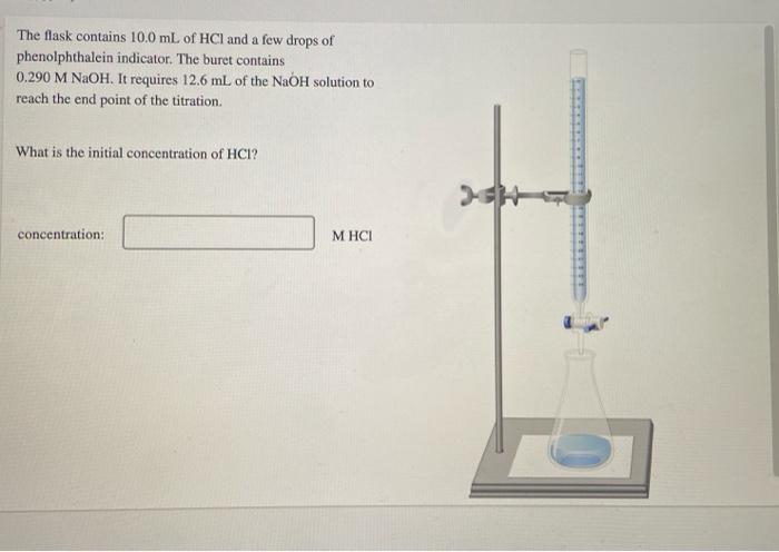 Solved The flask contains 10.0 mL of HCl and a few drops of | Chegg.com
