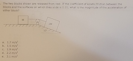 Solved The two blocks shown are released from rest. If the | Chegg.com