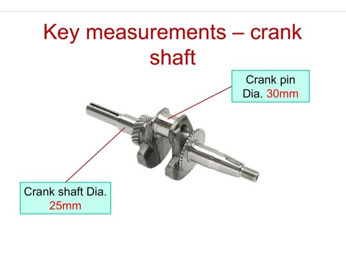 Solved Key measurements - crank shaft Crank pin Crank rad. = | Chegg.com