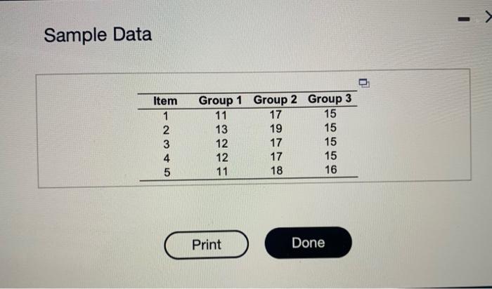 Solved The table available below shows three samples | Chegg.com