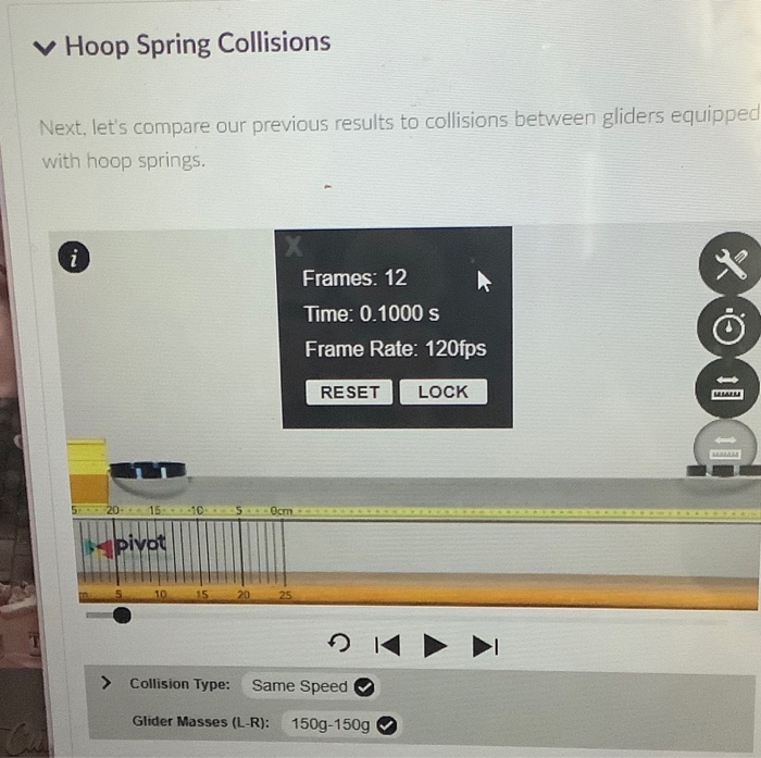 Solved v Hoop Spring Collisions Next, let's compare our | Chegg.com