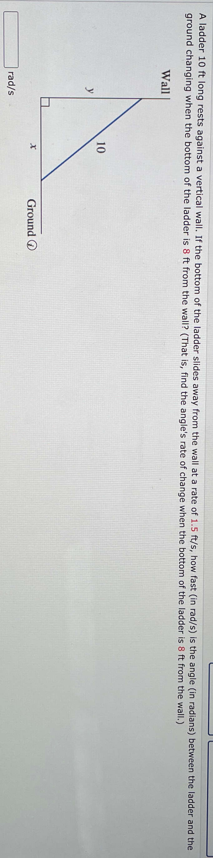 Solved ground changing when the bottom of the ladder is 8ft | Chegg.com