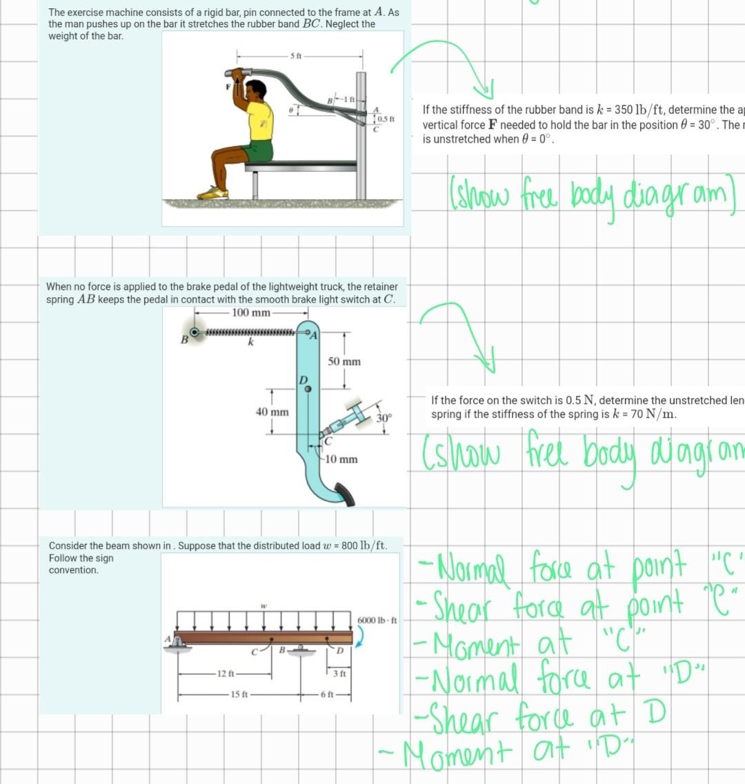 Solved u The exercise machine consists of a rigid bar, pin | Chegg.com