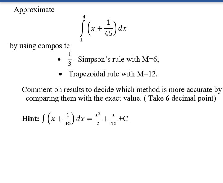Solved Approximate 16+) dx 1 1 by using composite Simpson's | Chegg.com