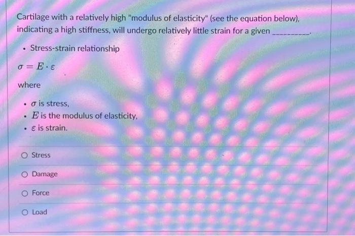 Solved Cartilage with a relatively high "modulus of | Chegg.com