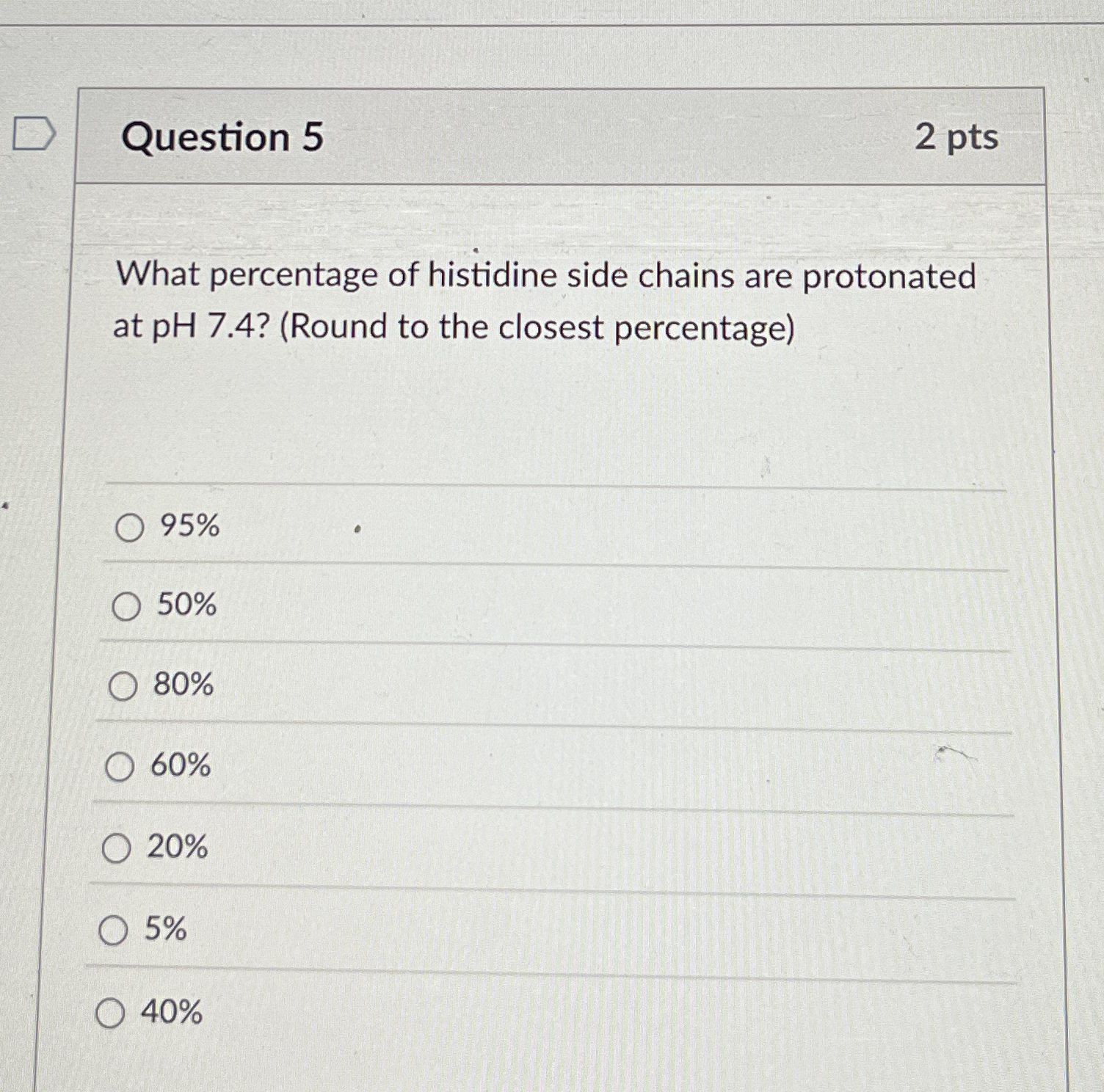 Question 52 ﻿ptsWhat percentage of histidine side | Chegg.com