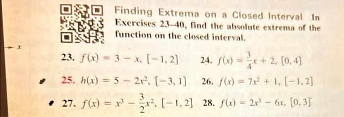 Solved Finding Extrema on a Closed Interval In Exercises | Chegg.com